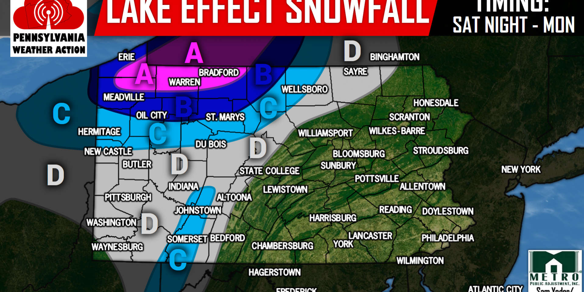 Lake Effect Snowfall is Expected Sunday through Monday – PA Weather Action