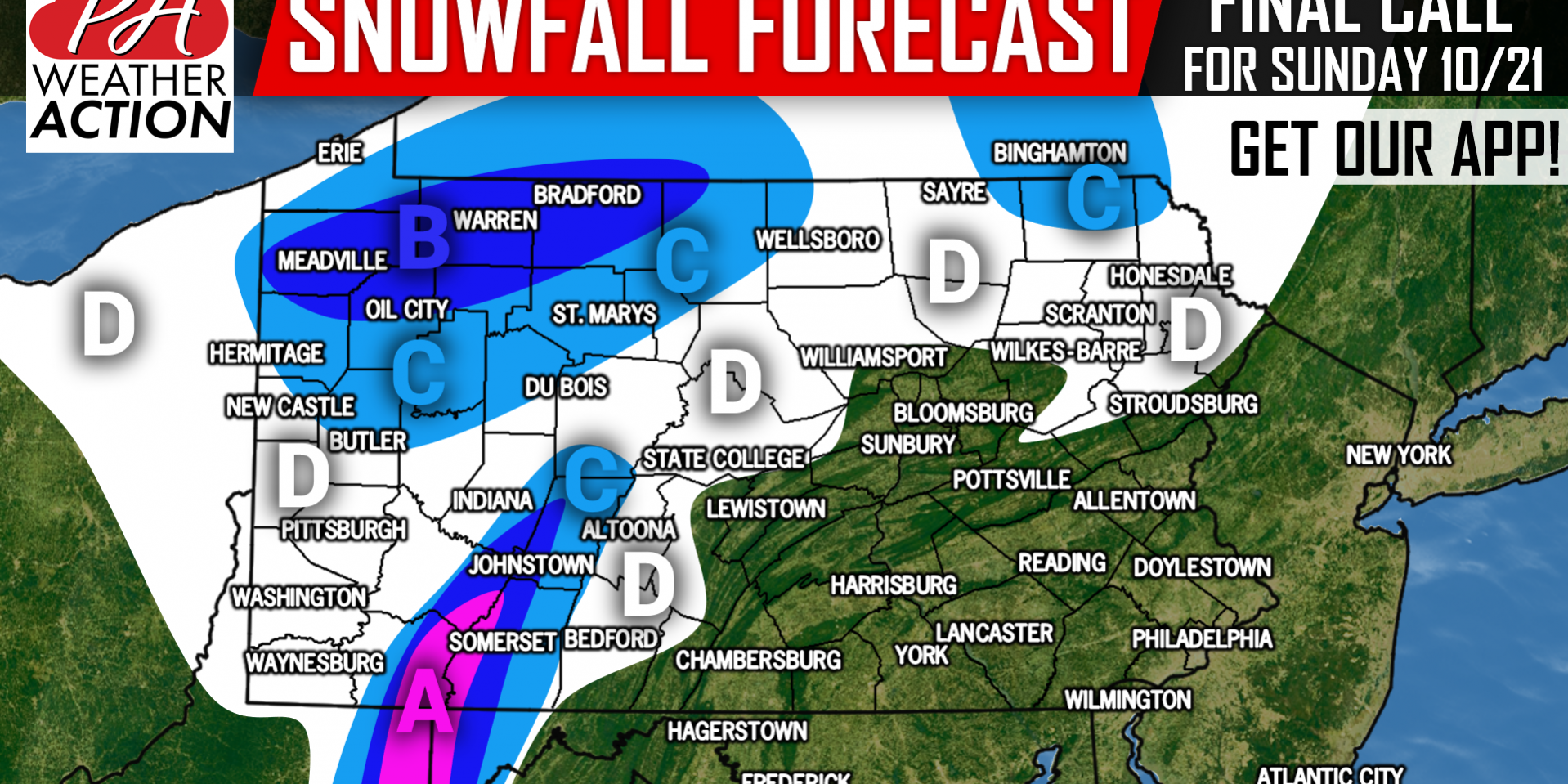 Final Call Snowfall Forecast for Sunday’s Snow – PA Weather Action
