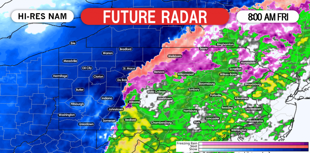 Freezing Rain Tonight, Heavy Snow Expected for Parts of PA Friday ...