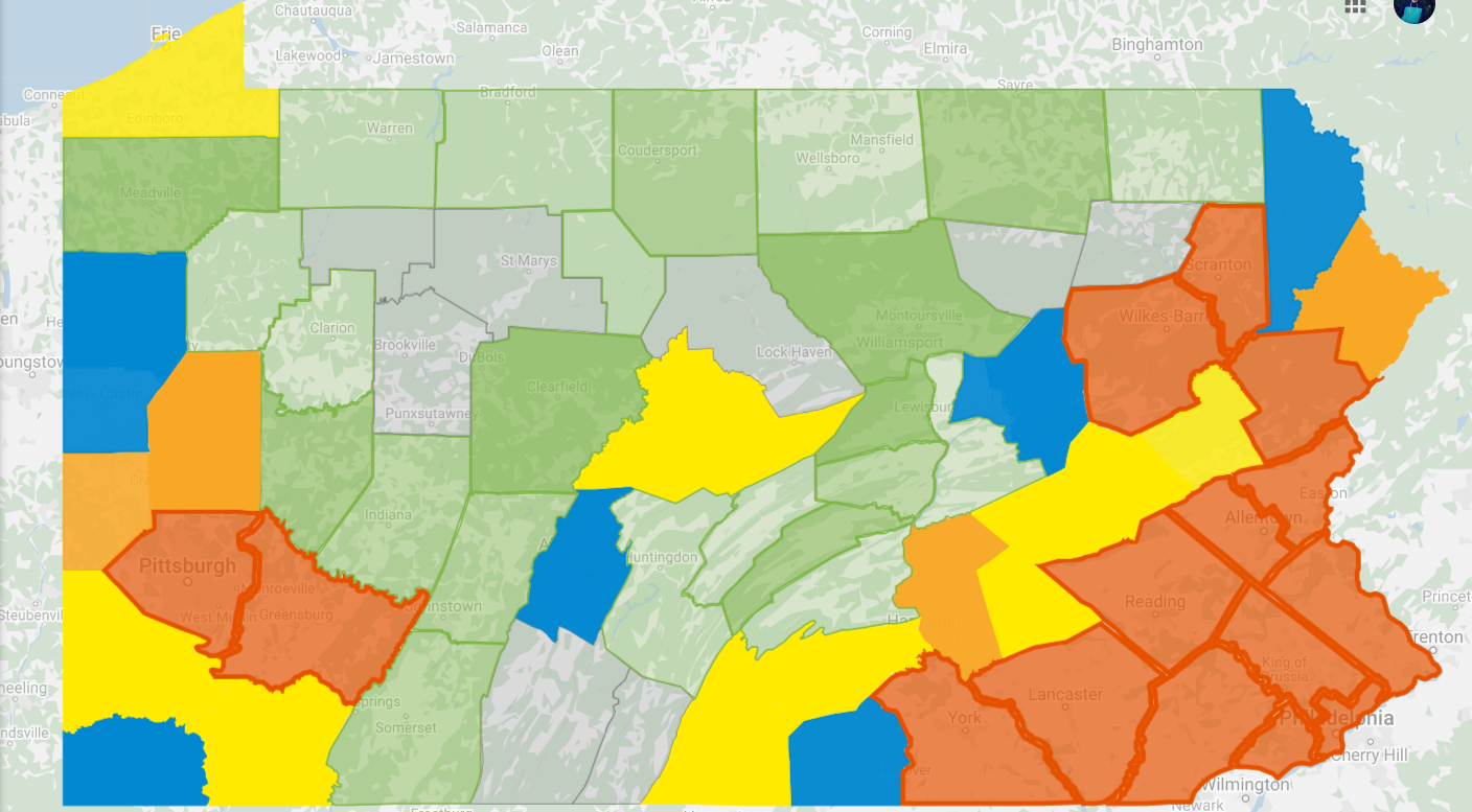 COVID-19 Map - PA Weather Action