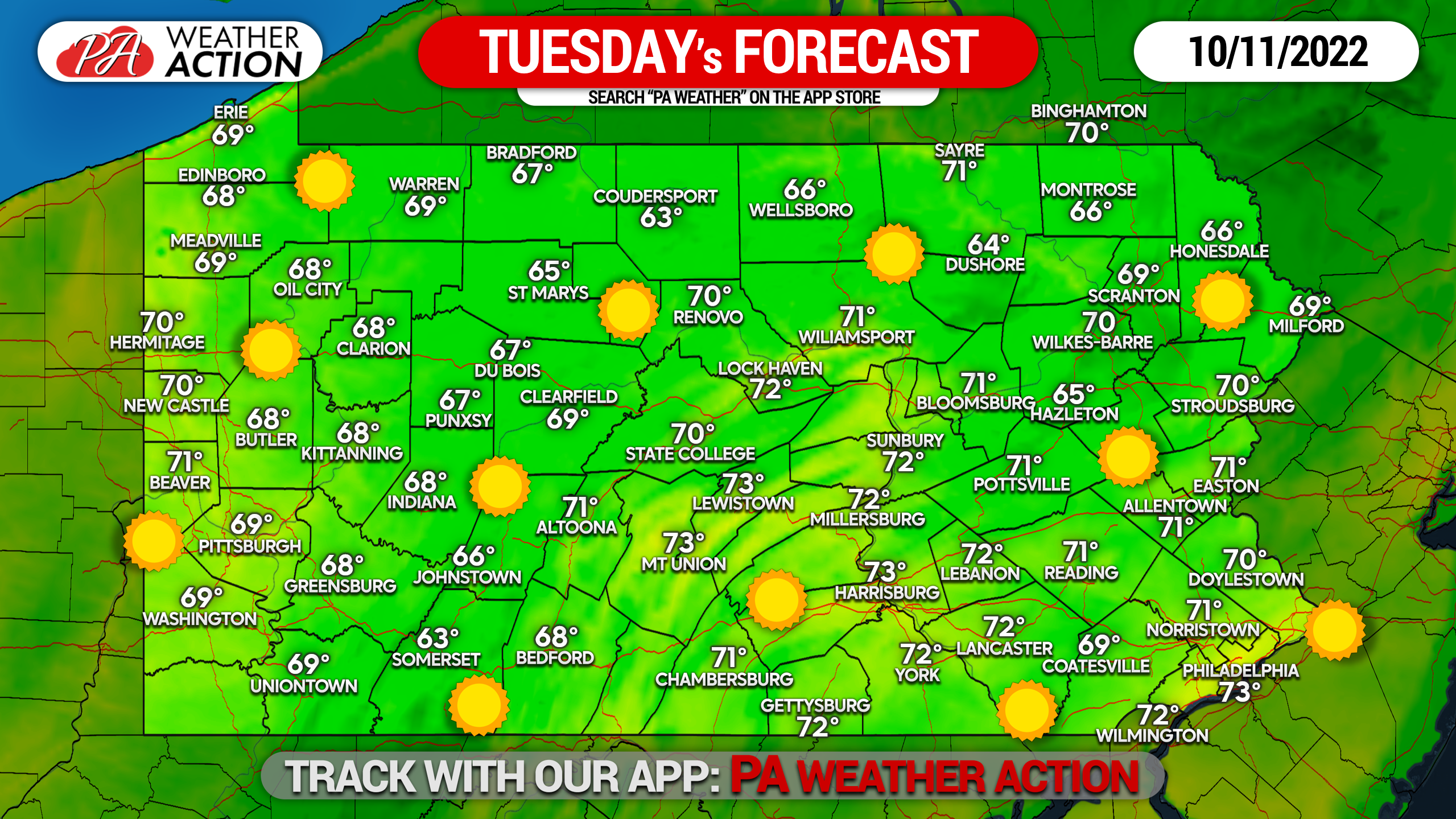 Daily Forecast For Tuesday October 11th 2022 PA Weather Action