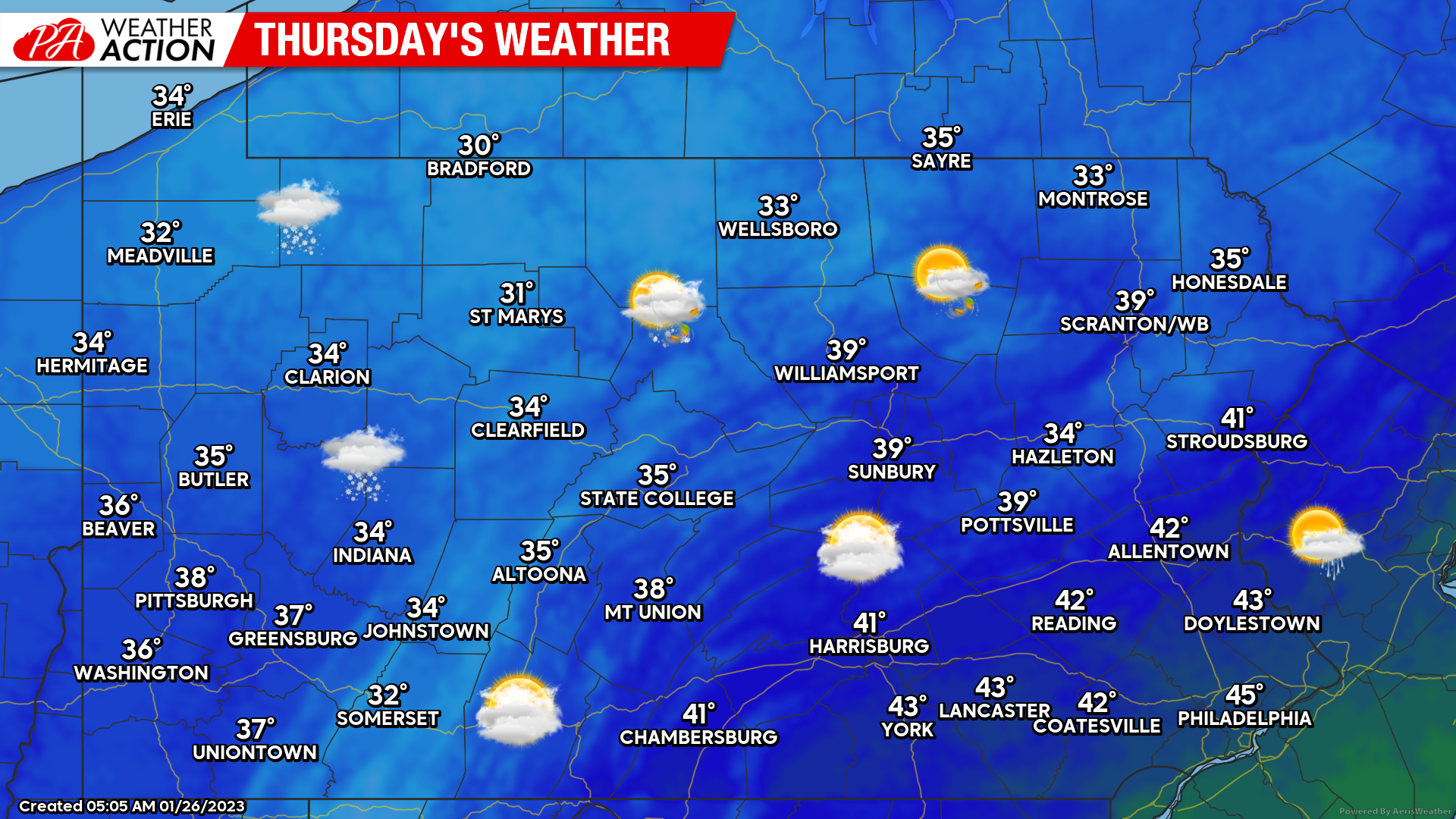 Thursday Jan 26 Report: Snow Showers in Western PA Today & Tonight ...