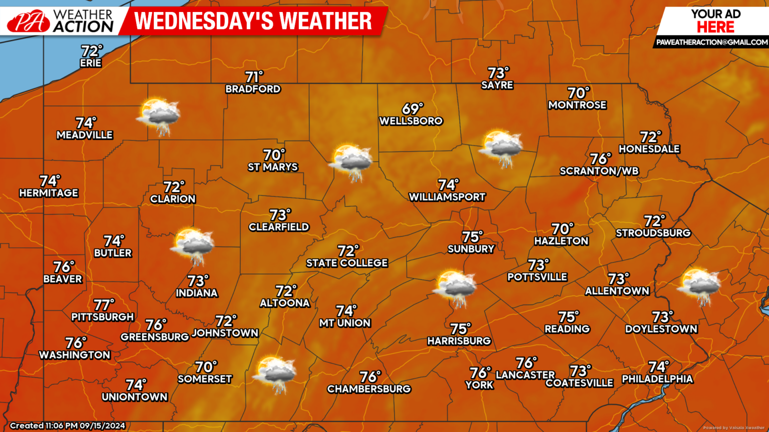 Sunny Weather Today, Showers and Thunderstorms Return Tuesday and ...