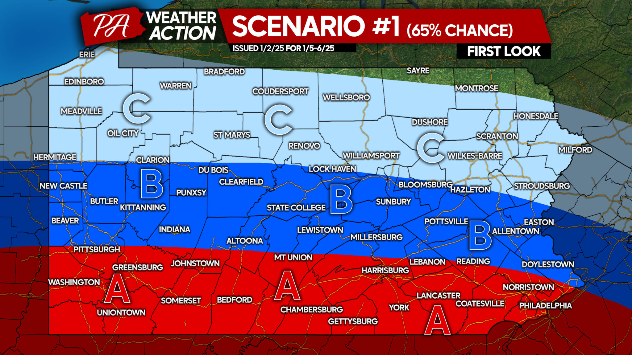 New Scenarios for Monday's Snowstorm Potential in Pennsylvania + Final Call Snowfall Forecast ...