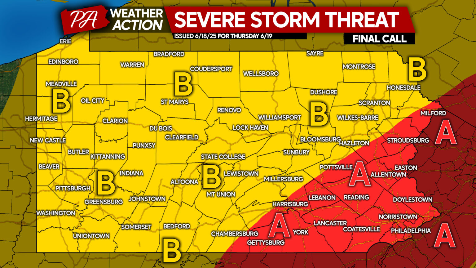 Final Call Severe Thunderstorm Forecast for Thursday's Storms - PA ...