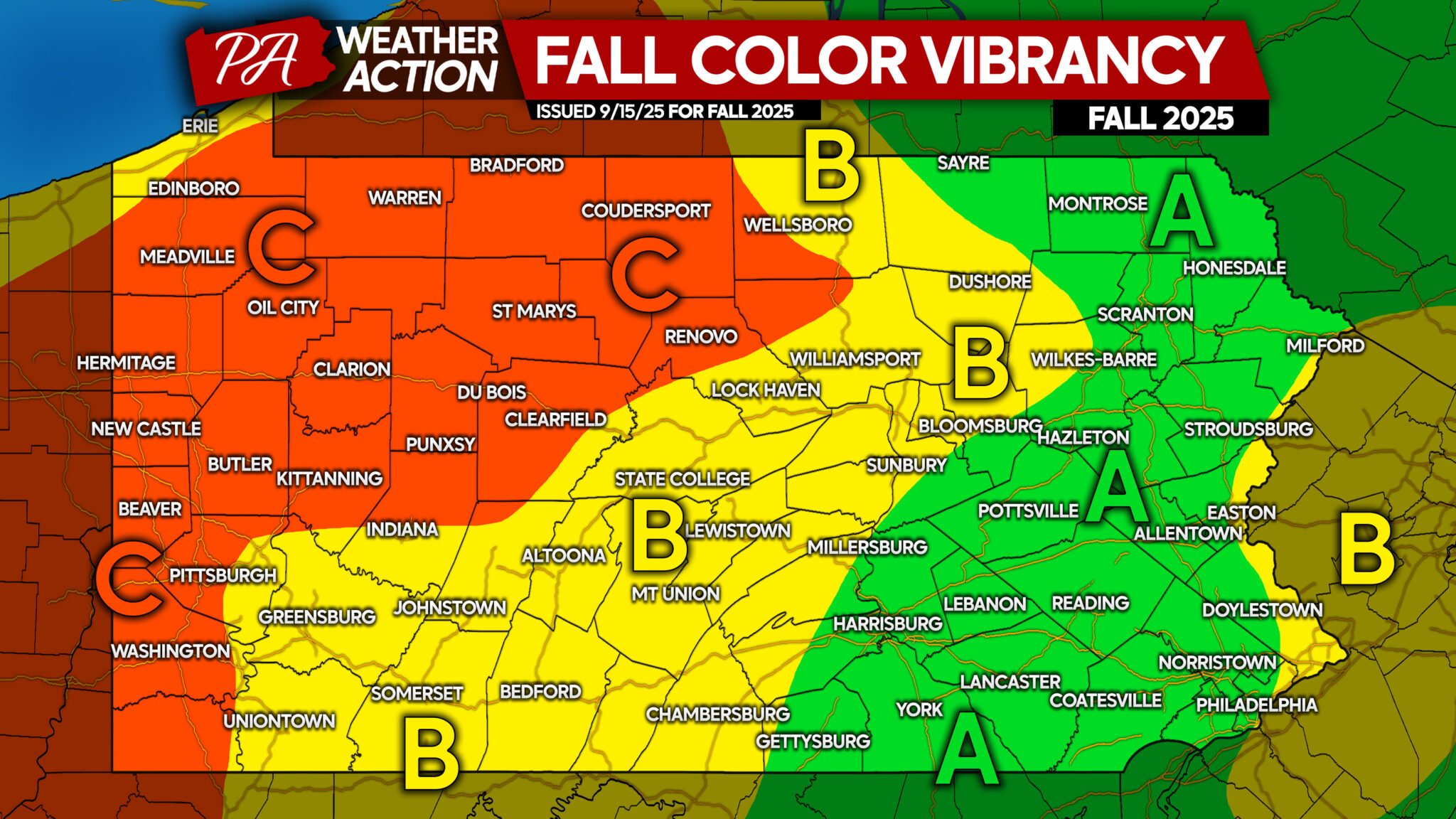 2025 Fall Foliage Peak Dates & Vibrancy Forecast for Pennsylvania ...